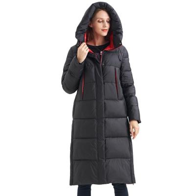 China FODARLLOY Ladies Warm Hooded Cotton-Padded Clothes Women Slim Long Down Winter Jackets Women Water Repellent Puffer Coats for sale