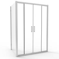 China Stainless Steel, Mirrorlight Color,  Double Sliding Door With Side Panel for sale
