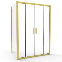 China Stainless Steel Titanium Brushed Color Double Sliding Door With Side Panel for sale
