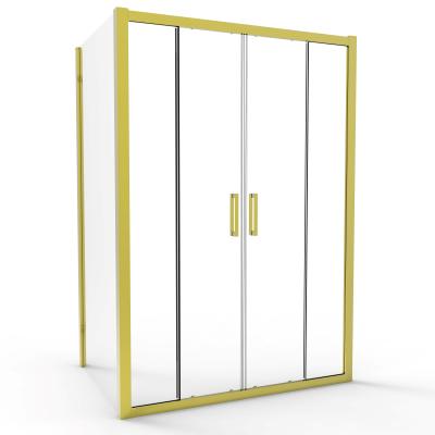 China Stainless Steel Titanium Brushed Color Double Sliding Door With Side Panel for sale