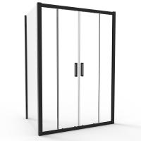 China Stainless Steel, Matte Black Color, Double Sliding Door With Side Panel for sale