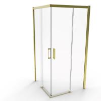 China Aluminum Titanium Brushed Double Sliding Door Corner Door for sale