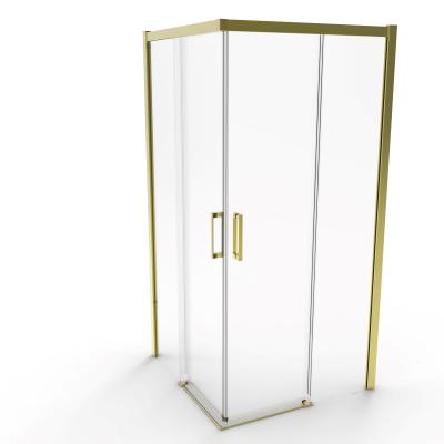 China Aluminum Titanium Brushed Double Sliding Door Corner Door for sale