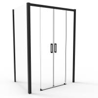 China Tempered Glass Bathroom Shower Room Matte Balck Color Square Sliding Door for sale