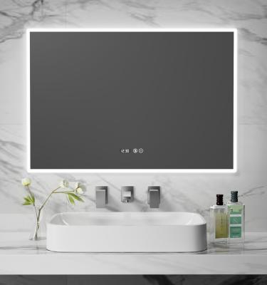 China Water Resistant Smart LED Bathroom Mirror With Anti-Fog Function Time & Temperature Display for sale