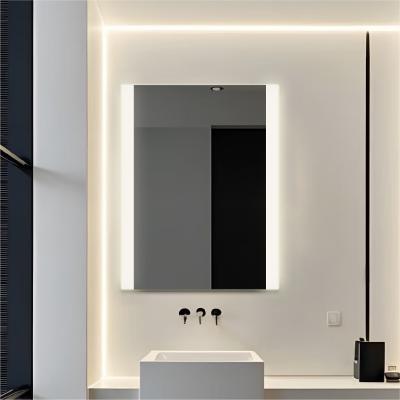 China Smart LED Bathroom Mirror with Anti-Fog Function Time & Temperature Display Stepless Dimming Waterproof Dual-Touch Control for sale
