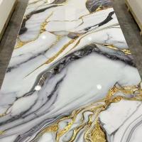 China Pvc Wpc Well Uv Wall Panel Marble Sheet Gold and White Large Effect PVC PANEL WALL Panels Pvc for sale