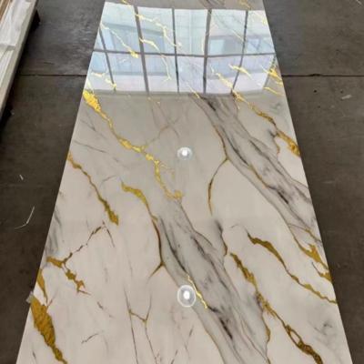 China Marble Golden Pvc Wall Panel Gold Pvc Wall Panels Interior 3mm for sale