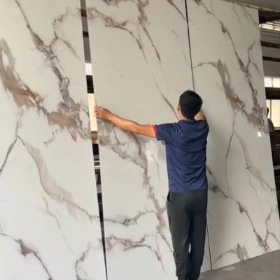 China 10mm Pvc Shower Marble High Gloss Wall Pvc Panels Panel Bathroom Sticker with Light Led Marble 2800mm Decor Panel Pvc for sale