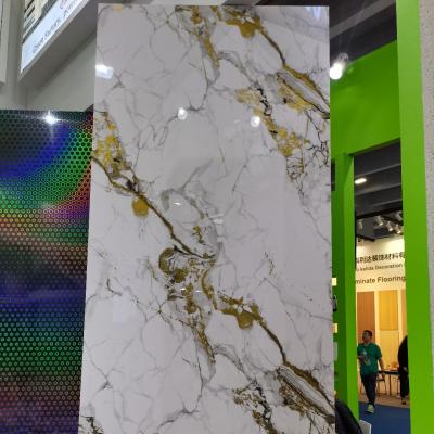 China Gold White Decorative PVC Wall Panel Marble Sheet For Apartment Living Room for sale
