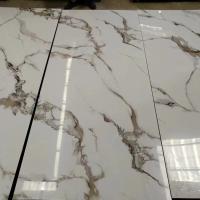 China Gold Pvc 3d Uv Slate Wall Panel Marmer Eu Stock Marble Pvc 3mm Wall Panell for Bathroom Waterproof 1220 2440 Board Veener for sale