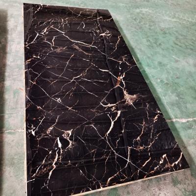 China Black Marble Decorative PVC Wall Panel Grey Pvc Faux Stone Panels for sale