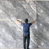 China Glossy Marble Bamboo Charcoal Board Veneer Marble Fiber Wall Panel Bamboo Charcoal  Board Carbon Crystal Plate Wall Panel for sale