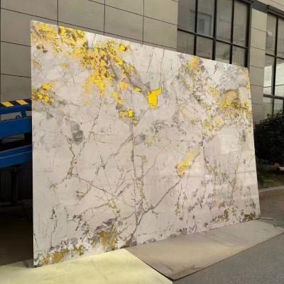 China WYC Modern 3D Marble PVC Wallpaper Glossy Gold Self-Adhesive Easy Peel Waterproof Bathroom Bedroom Wall Decor Classic Style for sale