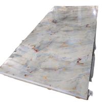 China Glossy Pvc Ceiling Plate Carbon Crystal 1220 Floral Pattern Background Wall For TV for sale