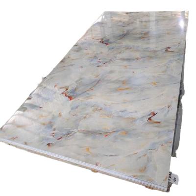 China Glossy Pvc Ceiling Plate Carbon Crystal 1220 Floral Pattern Background Wall For TV for sale