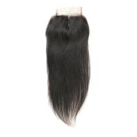 China Smooth Long Human Hair Lace Closure / Silk Base Closure Weave Double Weft for sale
