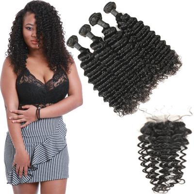 China Unprocessed Authentic Brazilian Hair Extensions 4 Bundles With 4 * 4 Lace  Closure for sale