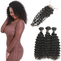 China 4 Piece Double Weft Virgin Bazilian Hair Extensions 3 Bundles CE Certification for sale