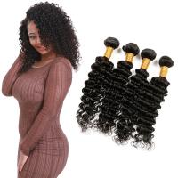 China 8A Soft Blonde Deep Wave Hair Extensions Natural Black Customized Length for sale