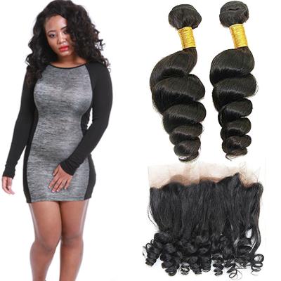 China 8A Grade Custom 360 Lace Frontal 2 Bundles Loose Tight Unprocessed Virgin Hair for sale