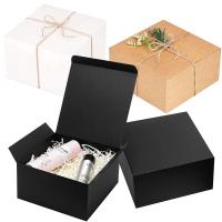 China Custom Square Gift Boxes with 2mm Reinforced Walls - Natural Kraft, White & Matte Black Packaging Options for sale