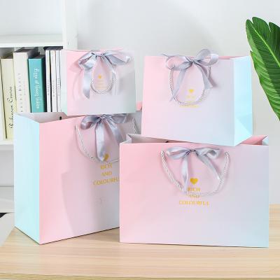China Custom Gradient Color Clothing Paper Bags 18cm & 36cm Sizes with Logo Printing for Retail Packaging for sale