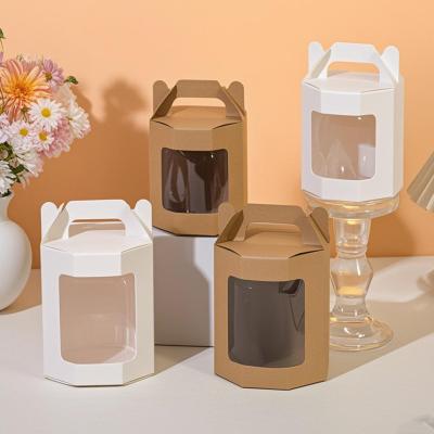 China Custom Octagon Gift Box with Clear Window - White/Kraft Paper, 8-Sided Design for Candies, Cookies & Flowers for sale