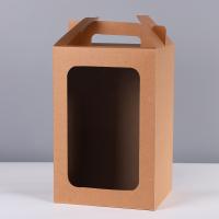 China Custom Corrugated Display Boxes with Clear Windows - White, Black, Brown Colors with Reinforced Handle Design for Gift Packaging for sale