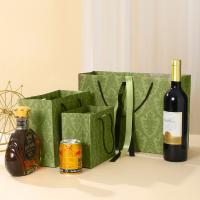China Custom Green Kraft Paper Tote Bags with Logo Printing - Custom Sizes & Eco-Friendly Packaging Solutions for sale