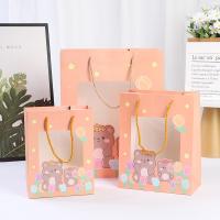 China Custom Kraft Paper Shopping Bags with Transparent Window - Custom Sizes & Logo Printing for Retail Packaging for sale