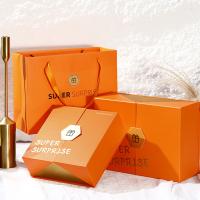 China Custom Double Opening Perfume Gift Box with Gold Foil Stamping - Orange Cardboard Packaging for Watches and Luxury Items for sale