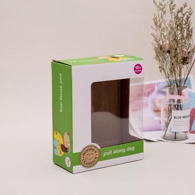 China Custom Wooden Pull-Along Dog Toy Box with Clear Window - 350g CCNB + K5 Corrugated Cardboard Packaging for sale