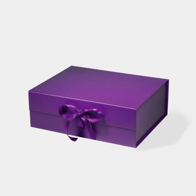 China Royal Purple Custom Gift Box with One-Piece Flip Top Design - Premium Hard Cardboard Packaging with Custom Logo Printing for sale