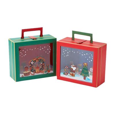 China Custom Festive Window Christmas Gift Box with Transparent Display - Red/Green Options & Magnet Closure for Holiday Packaging for sale