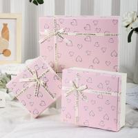 China Custom Pink Heart Pattern Gift Box Set Box in Box Design for Cosmetics Perfume Luxury Packaging for sale
