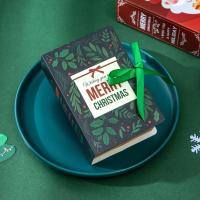 China Christmas Magic Book Gift Box Set Festive Storybook Candy Packaging Santa Reindeer Design Ribbon Tied Empty Boxes Custom Size for sale