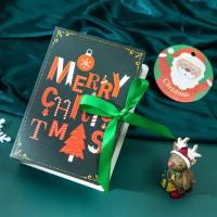 China Christmas Magic Book Gift Box Set Festive Storybook Candy Packaging Santa Reindeer Design Ribbon Tied Empty Boxes Custom Size for sale
