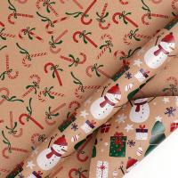 China Vintage Kraft Christmas Wrap Double Sided Printed Gift Paper Roll - Eco Friendly Recycled Material with Custom Size Options for sale