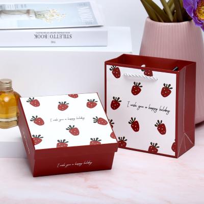China Custom Strawberry Holiday Gift Box & Bag Set - Premium Cardboard Packaging for Cosmetics & Scarves with Custom Sizes for sale