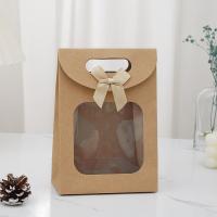 China Window Handbag Transparent Gift Bag 16×12×6cm to 26×19×9cm Kraft Paper Packaging with Custom Printing for sale