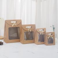 China Window Handbag Transparent Gift Bag 16×12×6cm to 26×19×9cm Kraft Paper Packaging with Custom Printing for sale