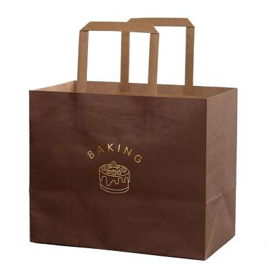 China Custom Gold Foil Stamped Kraft Paper Bags - Premium Packaging for Cakes, Baked Goods & Gifts with Multiple Size Options for sale