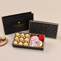 China Custom Chocolate Gift Box with Gold Foil & Matching Bag - Reinforced Eco-Friendly Cardboard for Valentine's Day & Holiday Packaging for sale