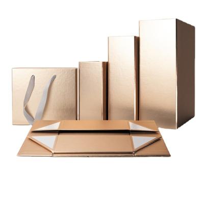 China Customizable Metallic Gold Flip-Top Gift Box Set Rigid Cardboard Storage Packaging with Magnetic Closure for Shoes Gifts for sale