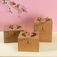 China Kraft Paper Cake Box 4-14 Inch Disposable Bakery Packaging with Handle City Skyline Pattern Eco Friendly for sale