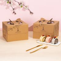 China Kraft Paper Cake Box 4-14 Inch Disposable Bakery Packaging with Handle City Skyline Pattern Eco Friendly for sale