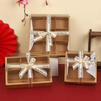 China Premium Kraft Paper Transparent Window Packaging 9 Cell Baking Gift Box Set 6 Cell Donut Display Box for sale