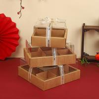 China Premium Kraft Paper Transparent Window Packaging 9 Cell Baking Gift Box Set 6 Cell Donut Display Box for sale