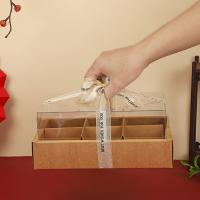 China Premium Kraft Paper Transparent Window Packaging 9 Cell Baking Gift Box Set 6 Cell Donut Display Box for sale